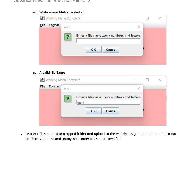 Solved GOAL: Modify the Ex03WorkingMenu program to add | Chegg.com