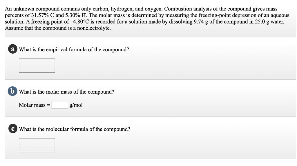 Solved An unknown compound contains only carbon, hydrogen, | Chegg.com