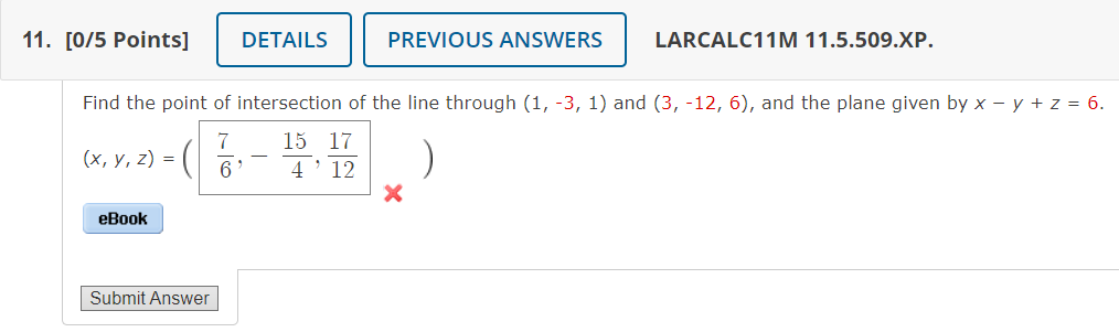 Solved Find the point of intersection of the line through | Chegg.com