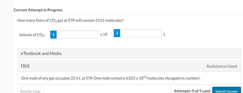 Solved How many liters of CO2 gas at STP will contain 2155 | Chegg.com