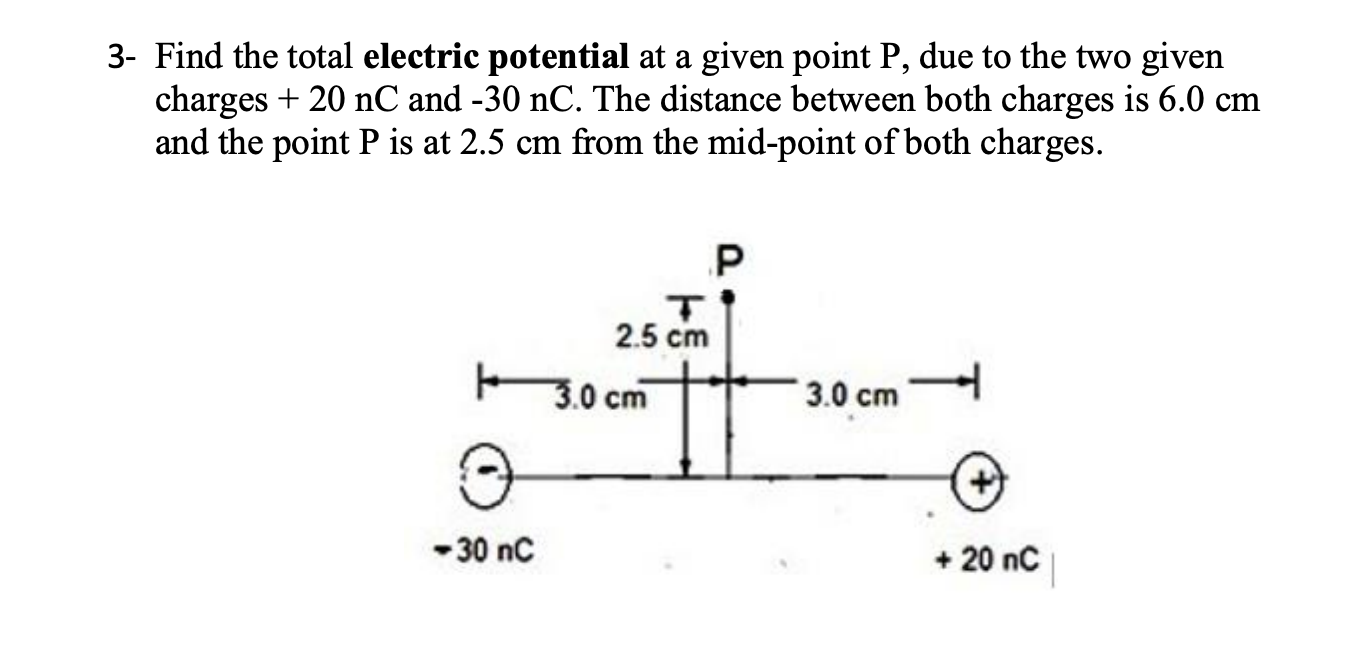 Solved 3- Find the total electric potential at a given point | Chegg.com
