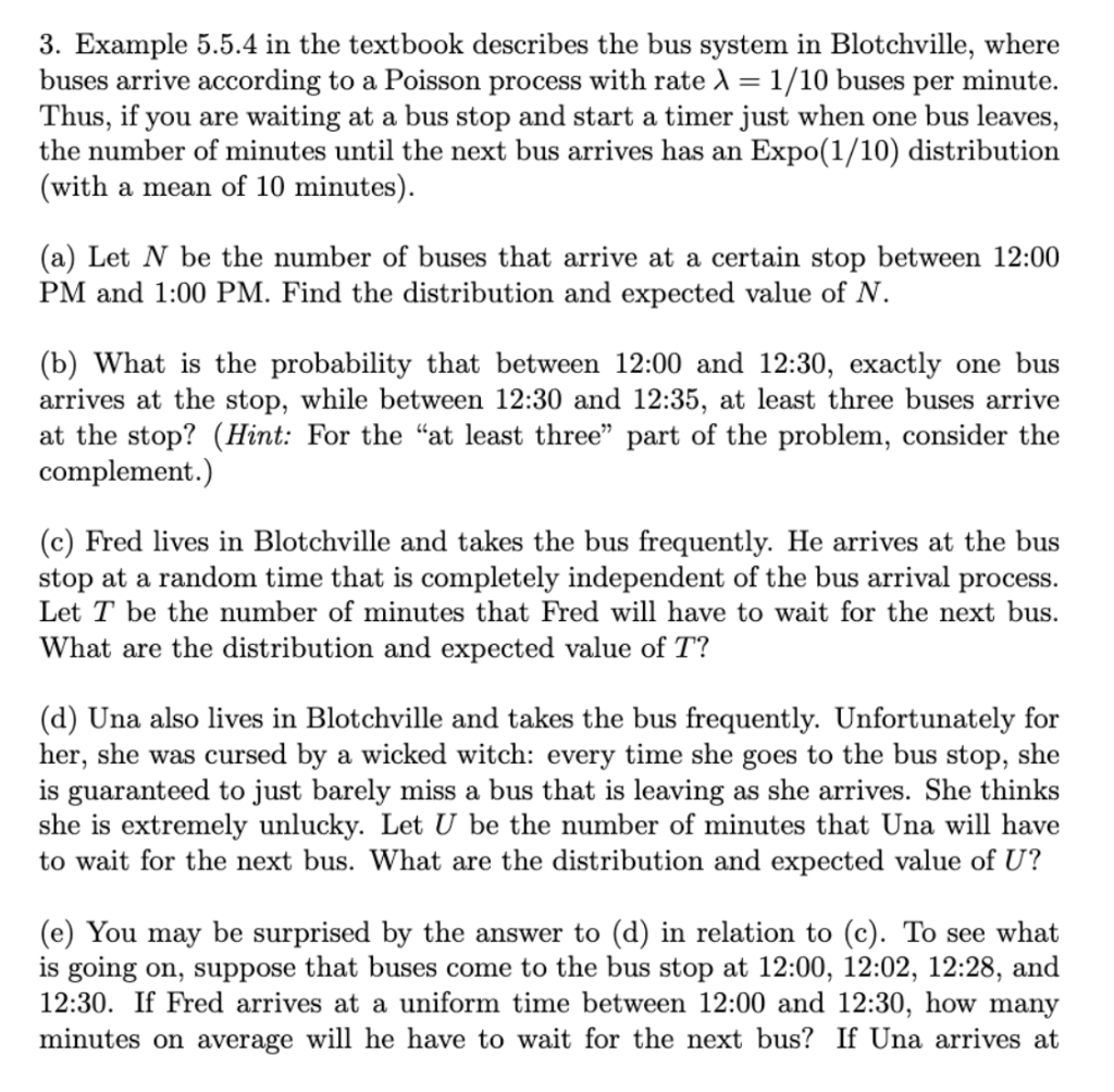 3. Example 5.5.4 in the textbook describes the bus | Chegg.com