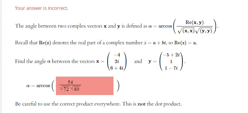 Solved Your answer is incorrect. The angle between two | Chegg.com