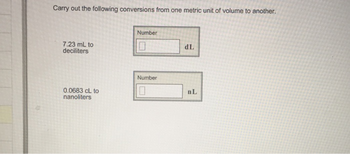 Solved Carry out the following conversions from one metric | Chegg.com