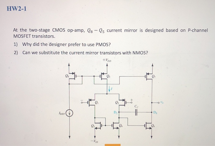 HW2-1 At the two-stage CMOS op-amp, 08 Q5 current | Chegg.com