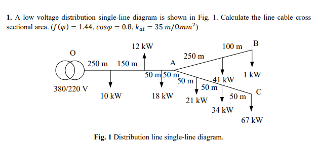 Solved 1. A low voltage distribution single-line diagram is | Chegg.com