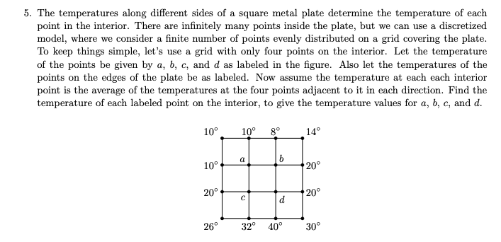 Solved 5. The temperatures along different sides of a square | Chegg.com