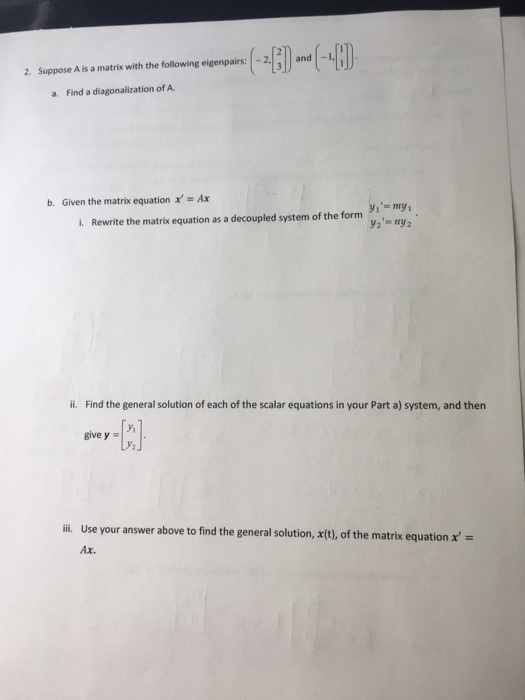 Solved Suppose A is a matrix with the following eigenpairs: | Chegg.com
