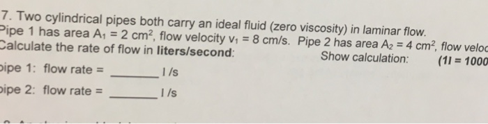 Solved Two cylindrical pipes both carry an ideal fluid (zero | Chegg.com