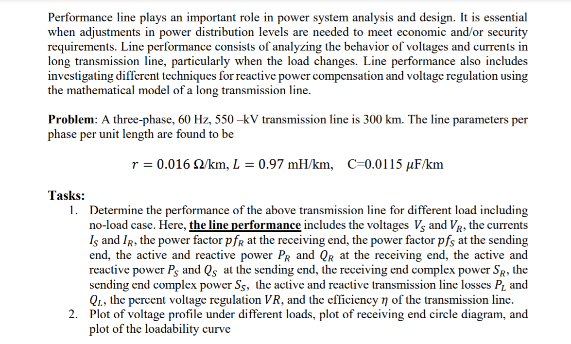 Solved Performance line plays an important role in power | Chegg.com