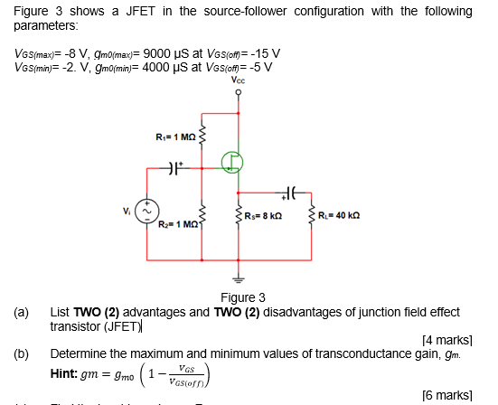 Solved Figure 3 shows a JFET in the source-follower | Chegg.com