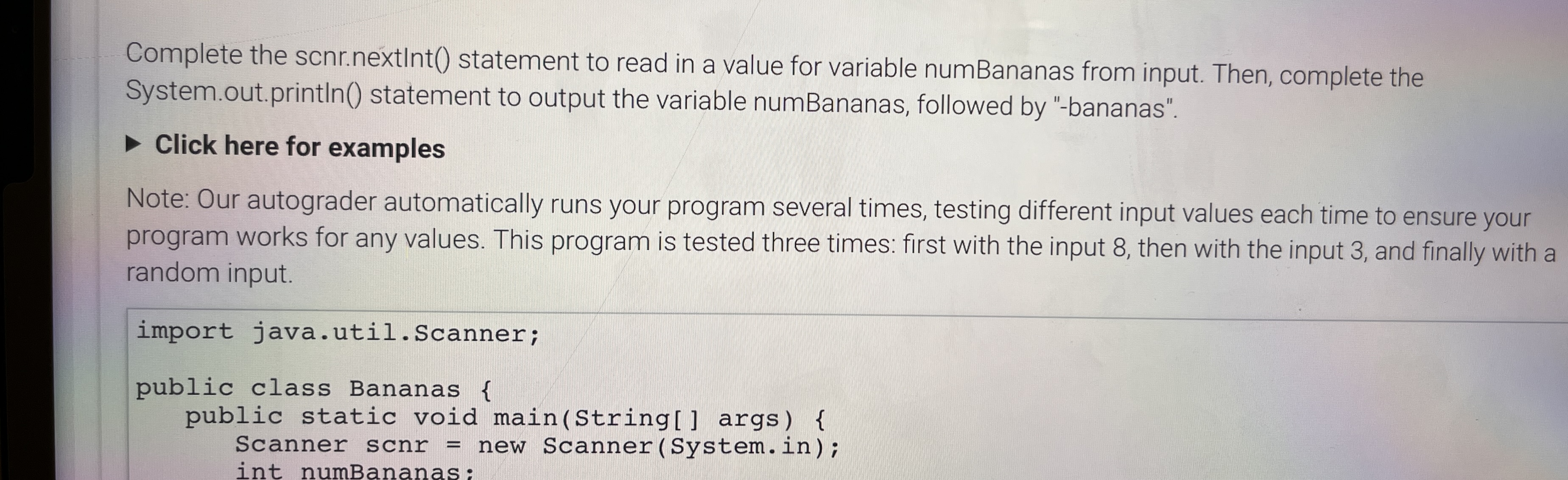 Solved complete theComplete the scnr.nextInt() ﻿statement to | Chegg.com