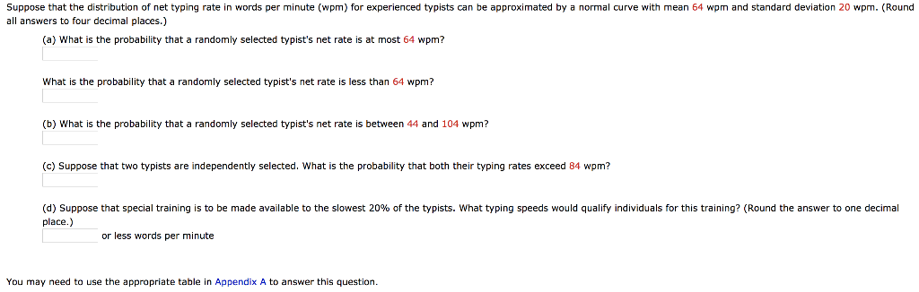 Solved Suppose that the distribution of net typing rate in | Chegg.com