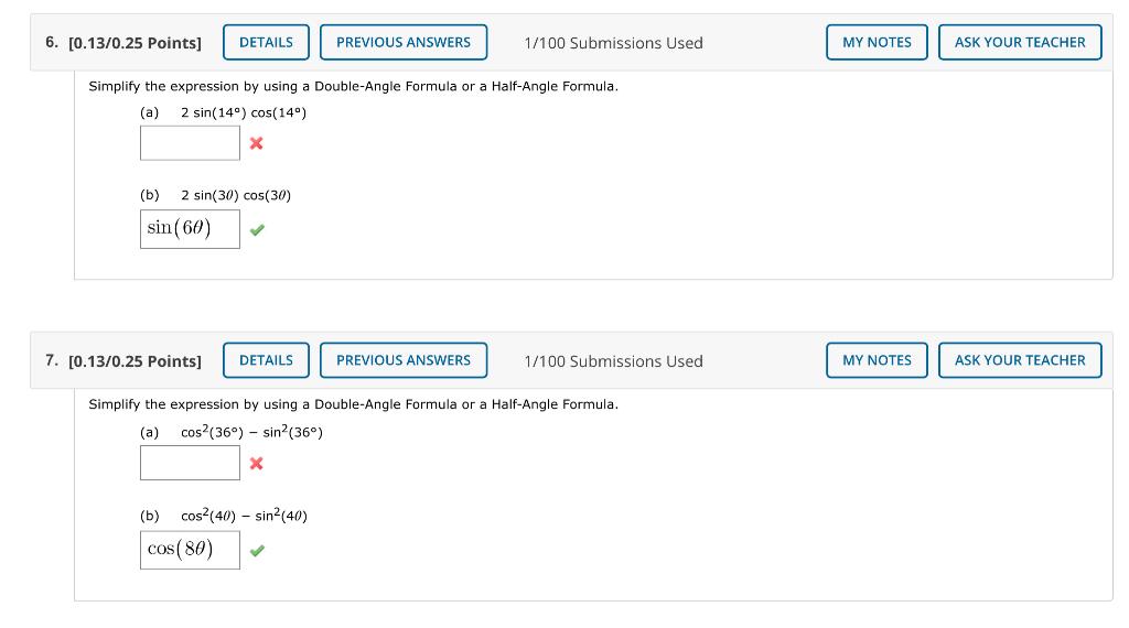 Solved 6. [0.13/0.25 Points] DETAILS PREVIOUS ANSWERS 1/100 | Chegg.com