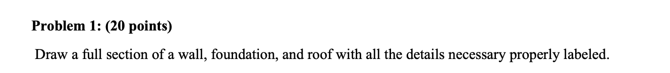 Problem 1: (20 points) Draw a full section of a wall, | Chegg.com