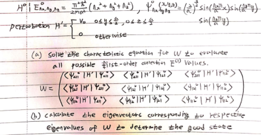 Solved To Calculate The First Order Correction E 1 To The