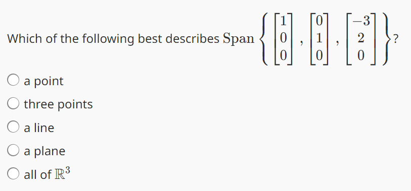 Solved Which of the following best describes Span | Chegg.com