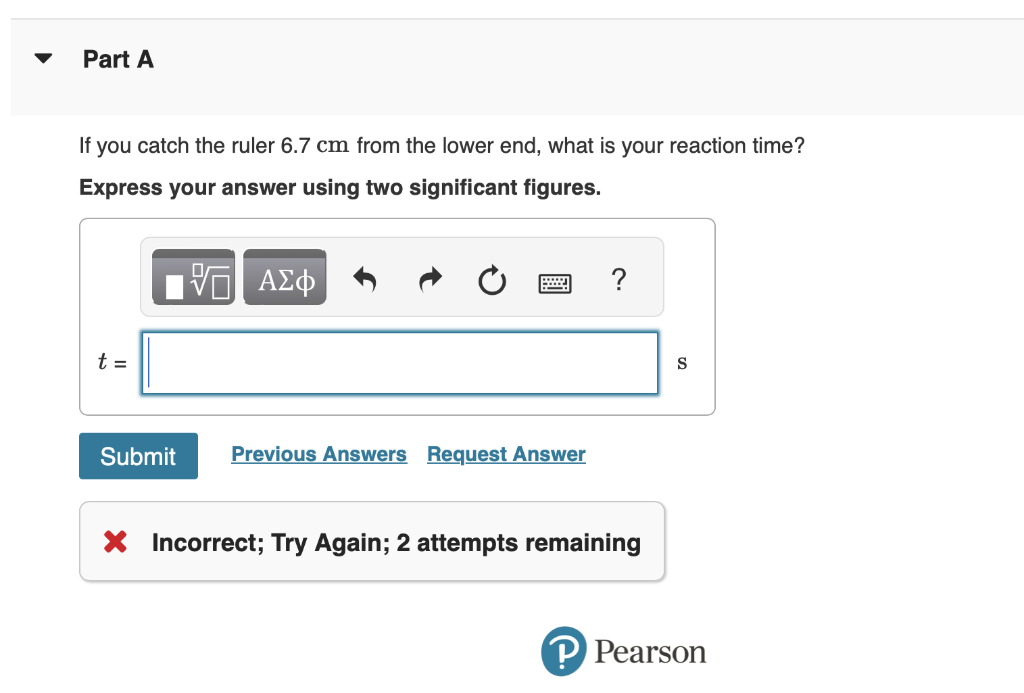 Solved If you catch the ruler 6.7 cm from the lower end, | Chegg.com