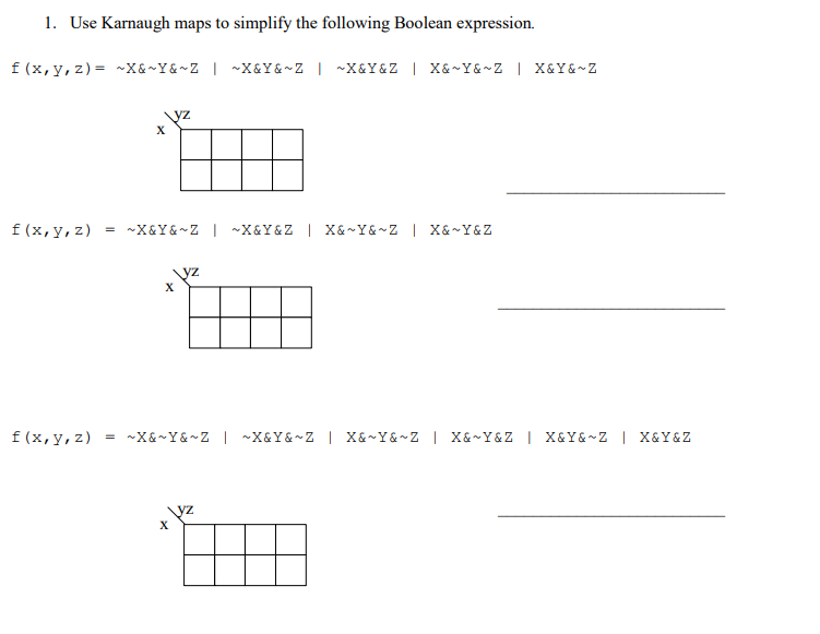 Solved 1. Use Karnaugh maps to simplify the following | Chegg.com