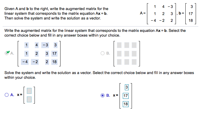Solved 4-3 1 3 Given A and b to the right, write the | Chegg.com
