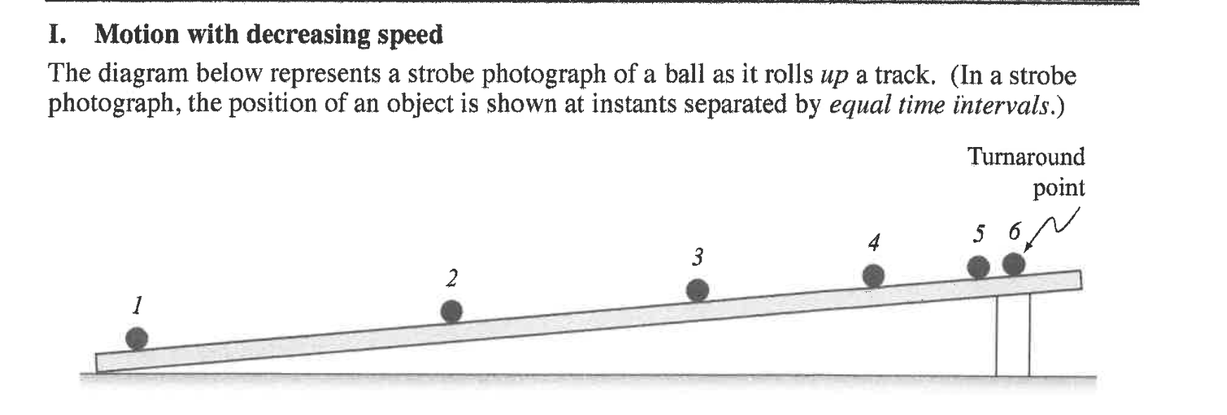 Solved I. Motion with decreasing speed The diagram below | Chegg.com