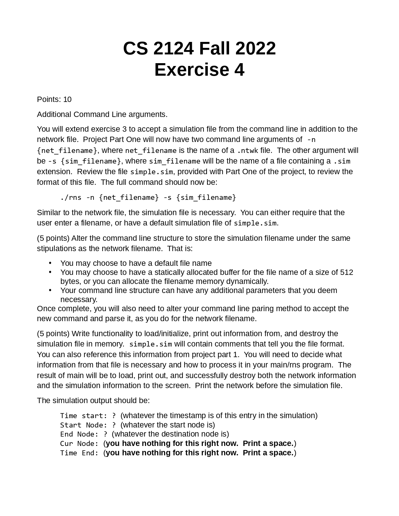 CS 2124 Fall 2022 Exercise 4 Points: 10 Additional | Chegg.com