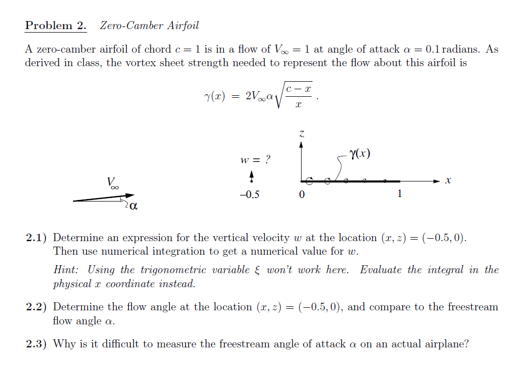 Problem 2. Zero-Camber Airfoil A zero-camber airfoil | Chegg.com