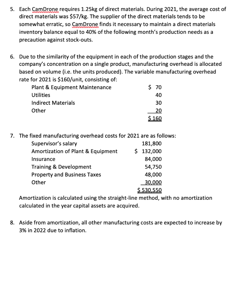 Solved 1. Prepare a monthly master budget for CamDrone for | Chegg.com