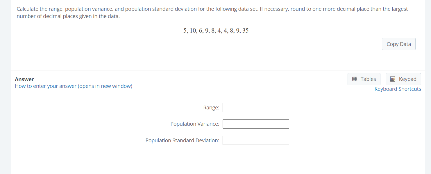 Solved Calculate The Range Population Variance And