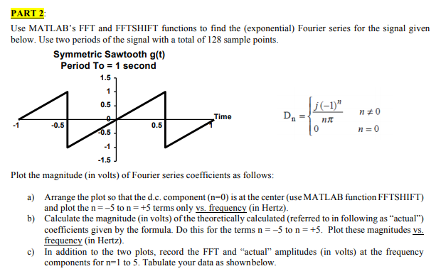 Solved Art 2 Use Matlab S Fft And Fftshift Functions To Find