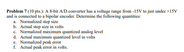 Solved Problem 7(10 pts.): A 8-bit A/D converter has a | Chegg.com