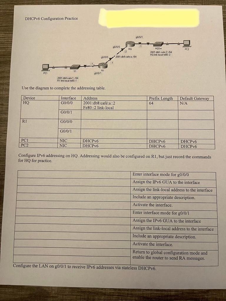 Solved DHCP 66 Configuration Practice Use the diagram to | Chegg.com
