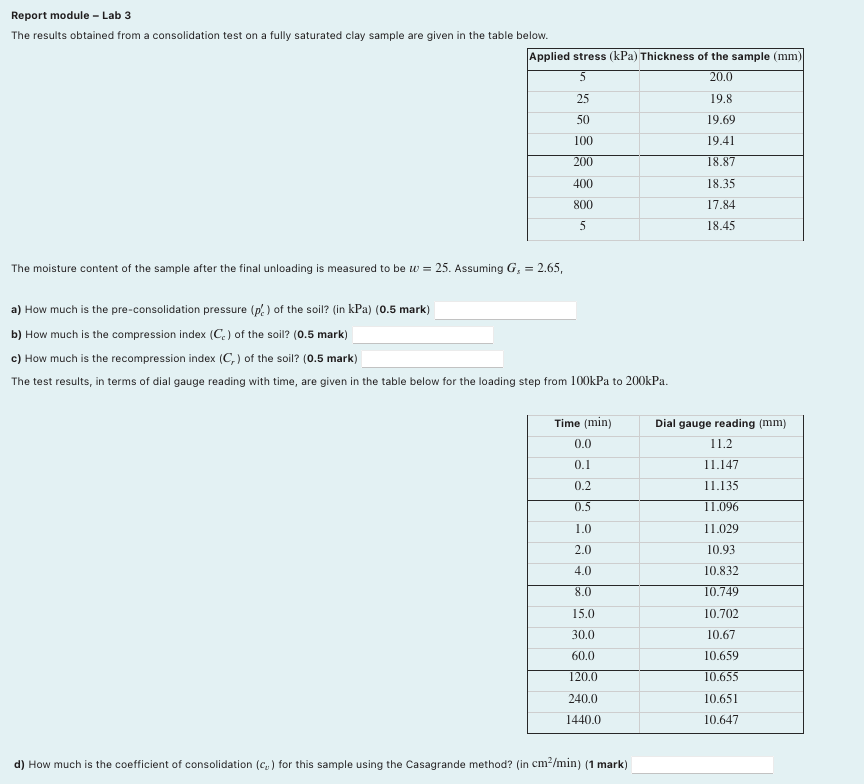 Solved Report module - Lab 3 The results obtained from a | Chegg.com