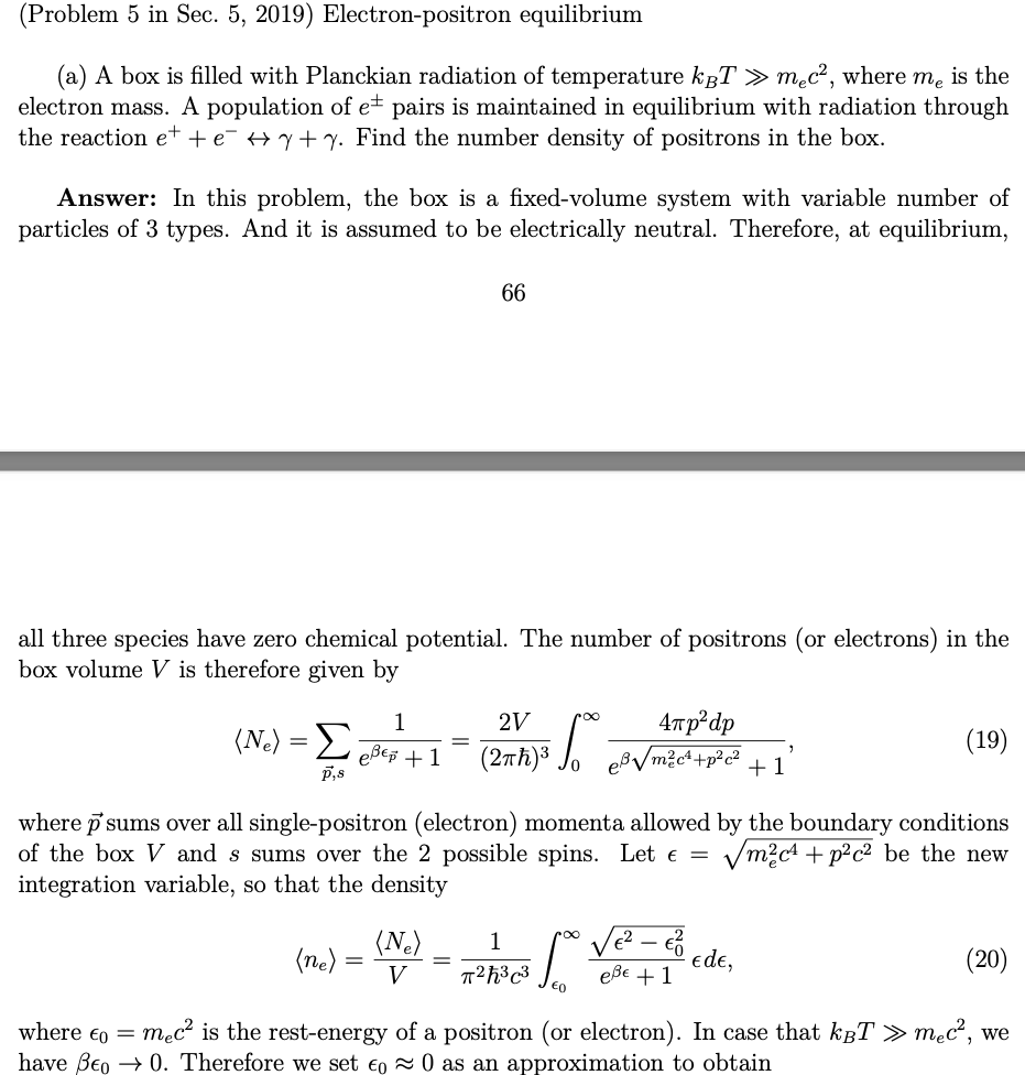 Solved (Problem 5 in Sec. 5, 2019) Electron-positron | Chegg.com