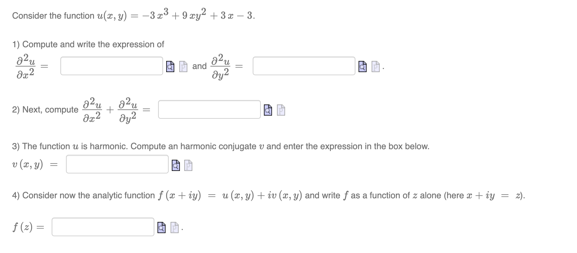 Solved Consider the function u(x, y) = -323 + 9 xy2 + 3x – | Chegg.com