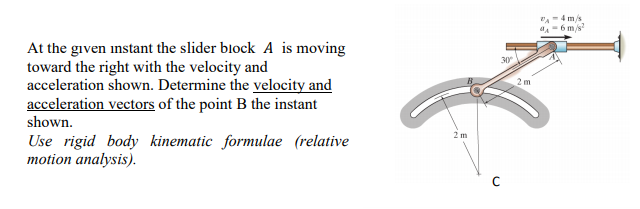 Solved At the given instant the slider block 𝐴 is moving | Chegg.com