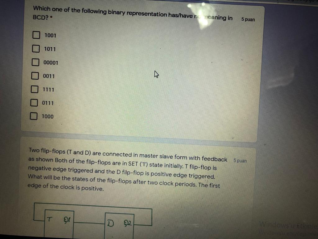 Solved Which one of the following binary representation | Chegg.com