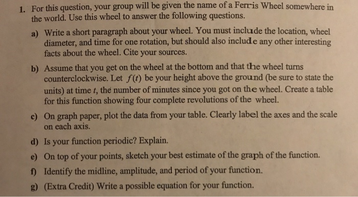 Solved I have the NEIHU’s Ferris wheel diameter=70 meters. | Chegg.com