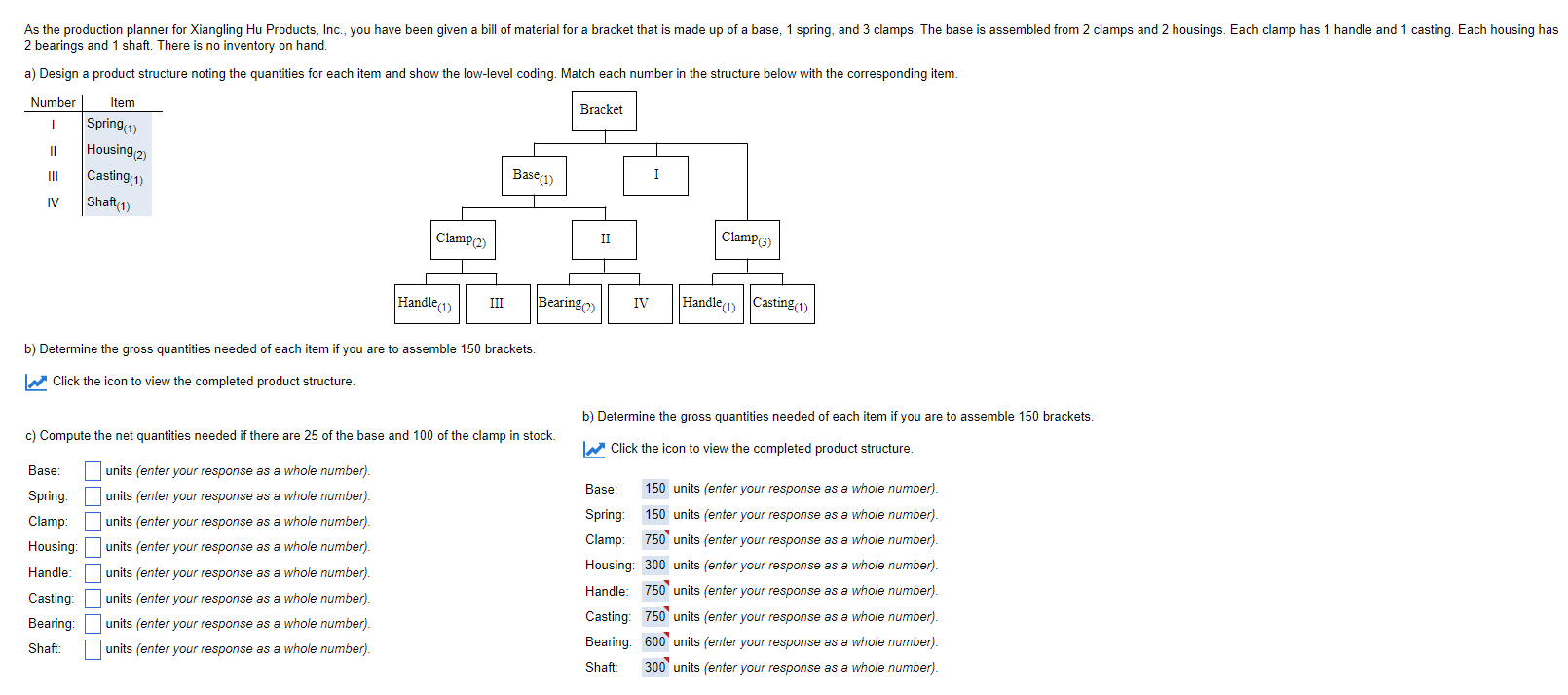 Solved c) ﻿Compute the net quantities needed if there are 25 | Chegg.com