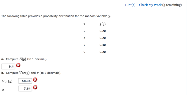 Solved Hint(s) Check My Work (4 remaining) The following | Chegg.com