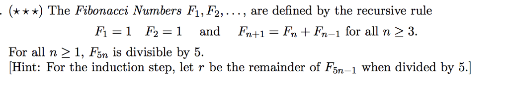 Solved ) The Fibonacci Numbers Fi, F2,..., are defined by | Chegg.com