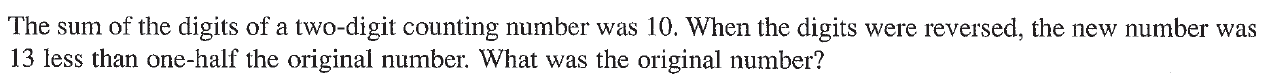 Solved The sum of the digits of a two-digit counting number | Chegg.com