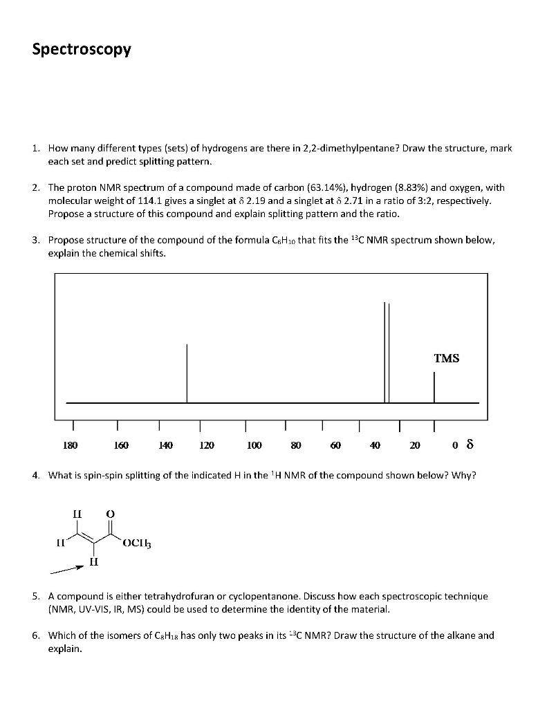 Solved Spectroscopy 1. How many different types (sets) of | Chegg.com