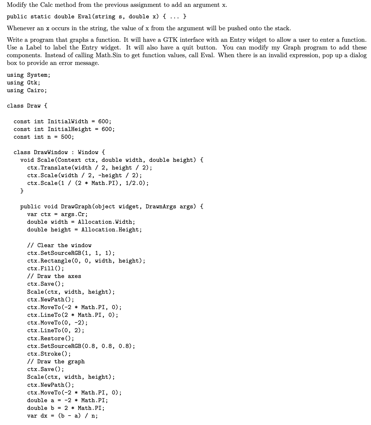 Solved Modify The Calc Method From The Previous Assignment