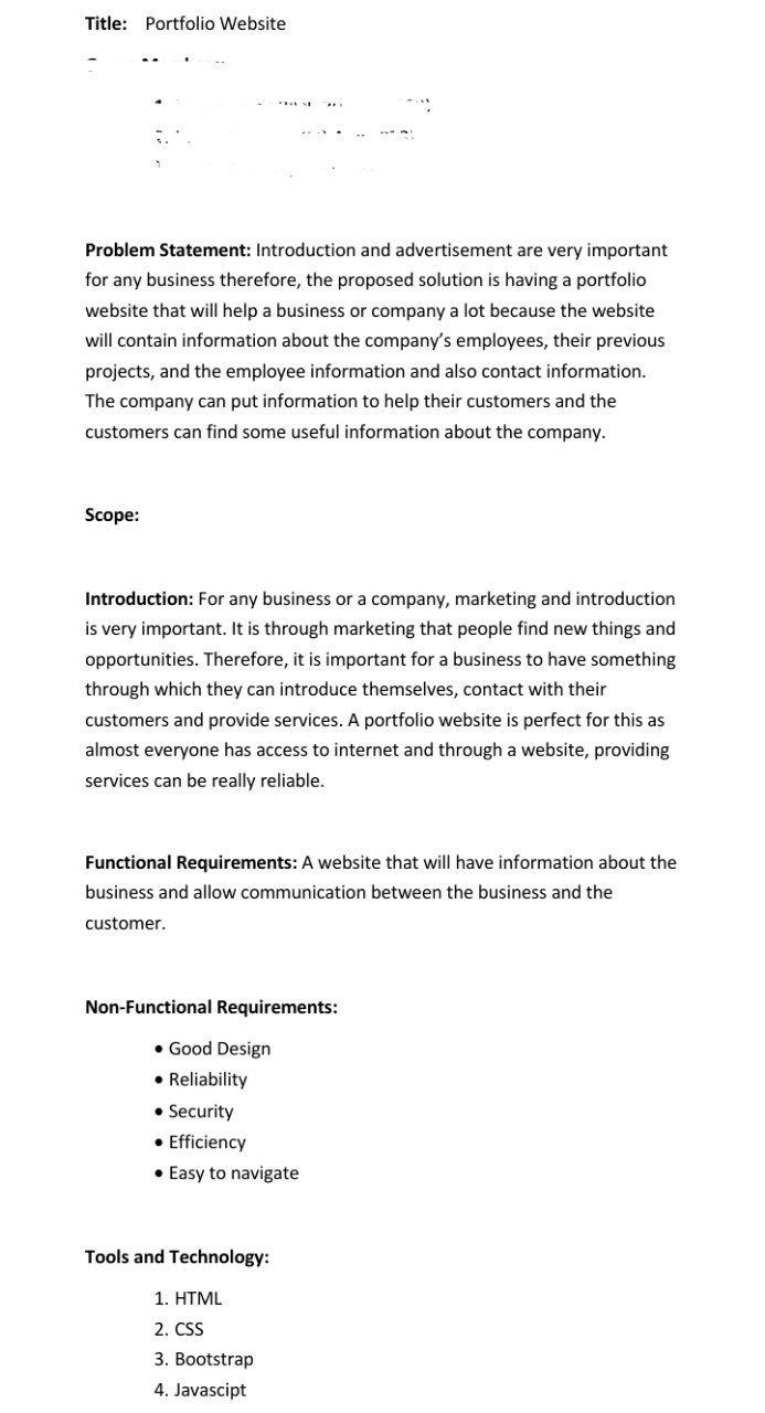 Title: Portfolio Website Problem Statement: | Chegg.com