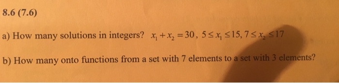 Solved 8.6 (7.6) a) How many solutions in integers? x, +X2 = | Chegg.com