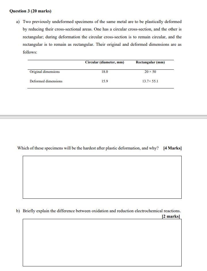 Solved Question 3 (20 marks) a) Two previously undeformed | Chegg.com