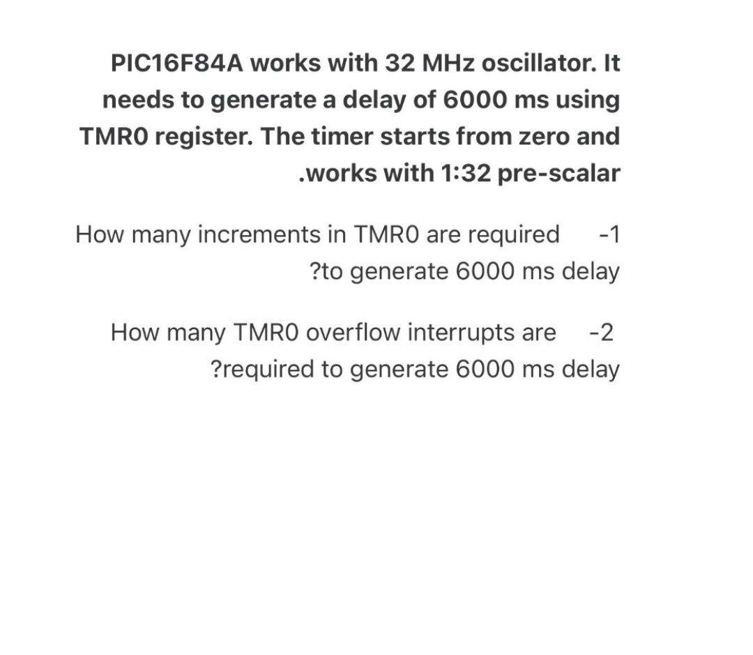 Solved PIC16F84A works with 32 MHz oscillator. It needs to | Chegg.com