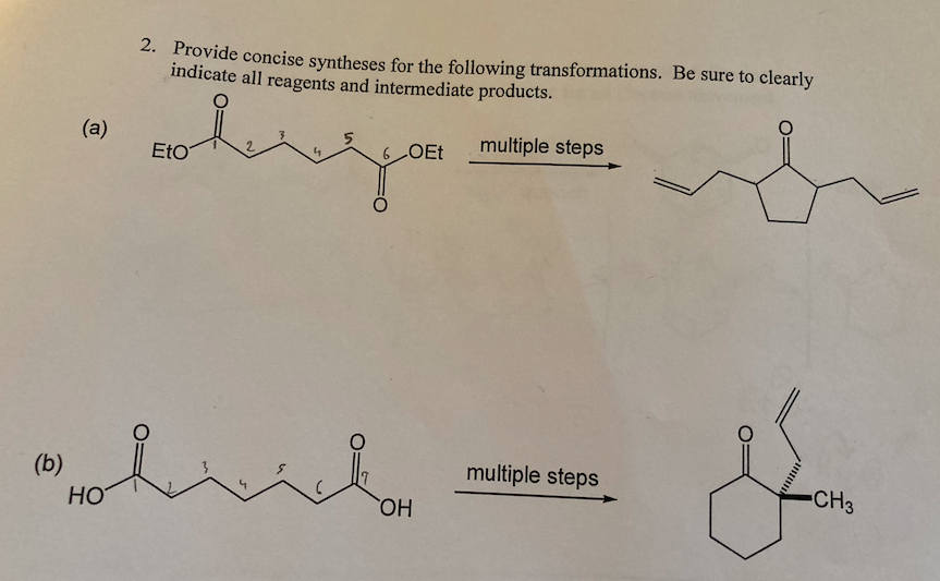 Solved 2. Provide concise syntheses for the following | Chegg.com