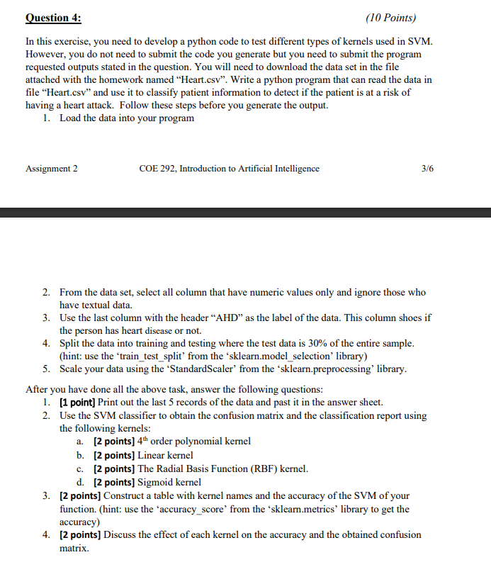 Solved Question 4: (10 Points) In this exercise, you need to | Chegg.com